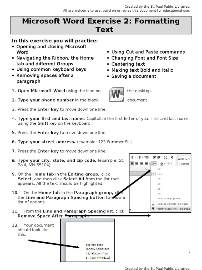 Word Exercise 2-Formatting | PDF | Microsoft Word | Computer Keyboard