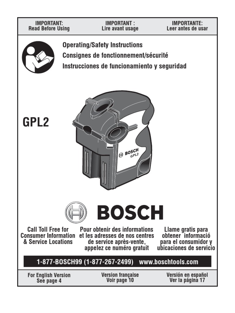Bosch GPL2 2-Point Self-Leveling Laser | PDF | Safety | Sales
