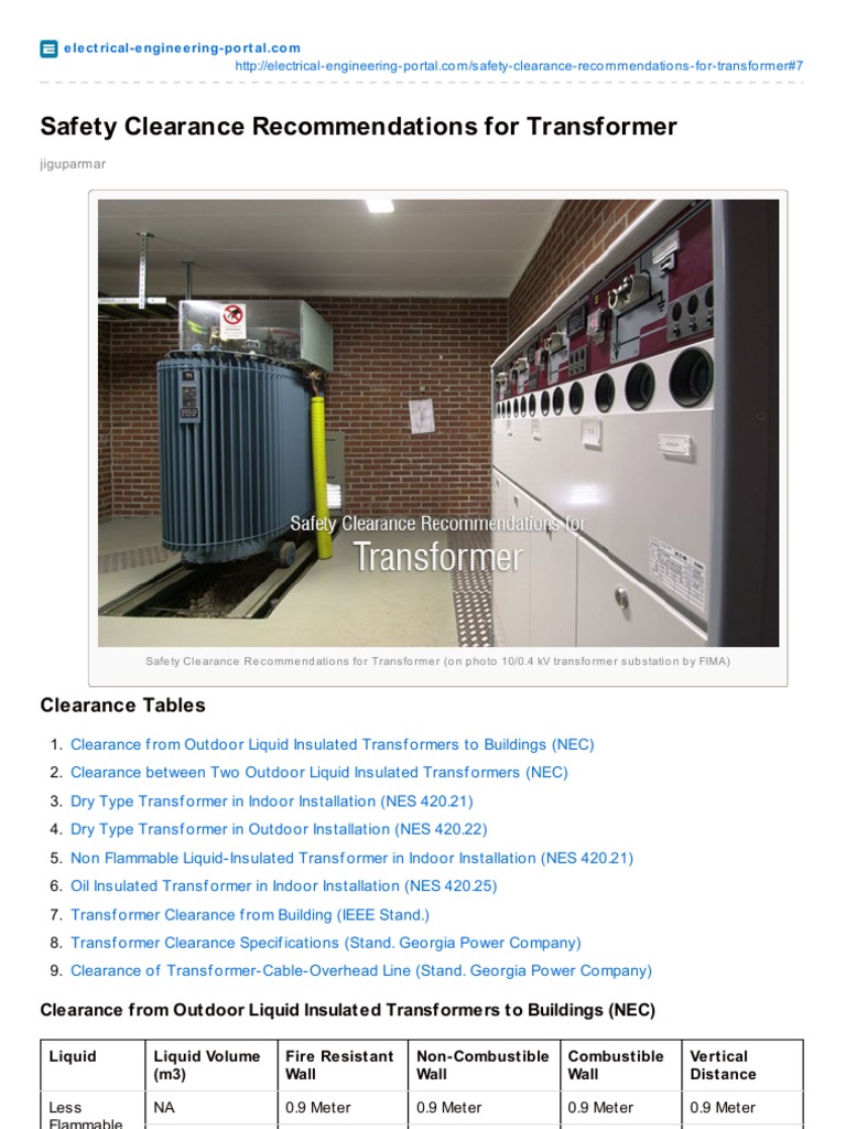 Transformer Clearance Safety Guidelines | PDF | Insulator (Electricity ...