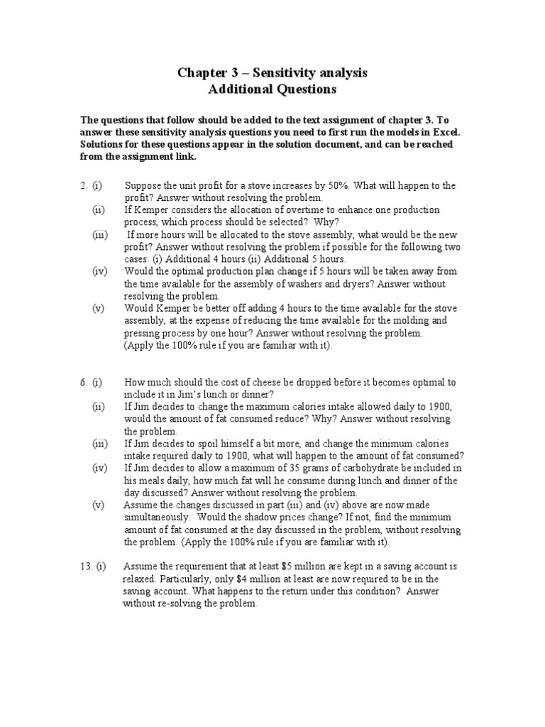 Chapter 3 - Sensitivity Analysis Additional Questions | PDF | Interest | Economics