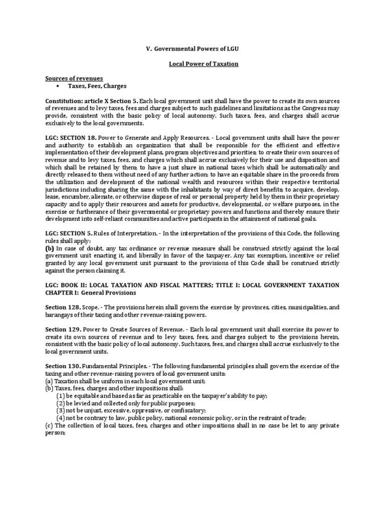 Local Government Taxation Powers Explained | PDF | Local Government | Taxes