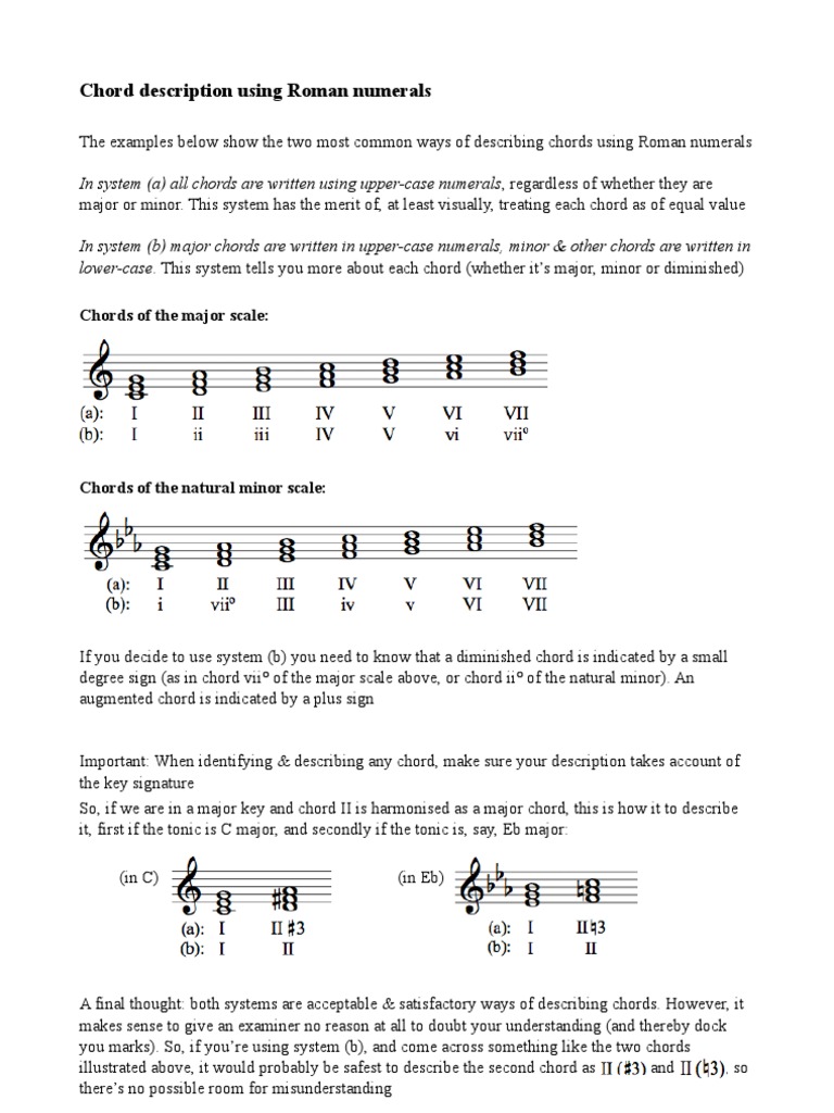 Chord Description Using Roman Numerals: Chords of The Major Scale | PDF