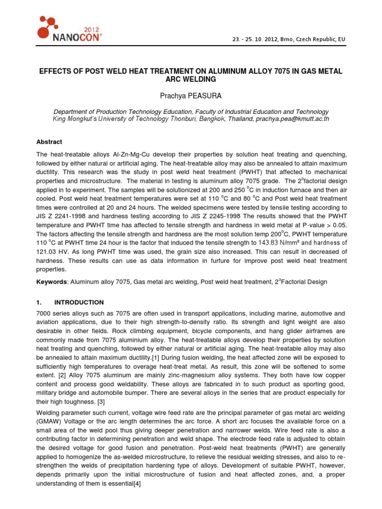 Effect of Post Weld Heat Treatment On All Aloys | PDF