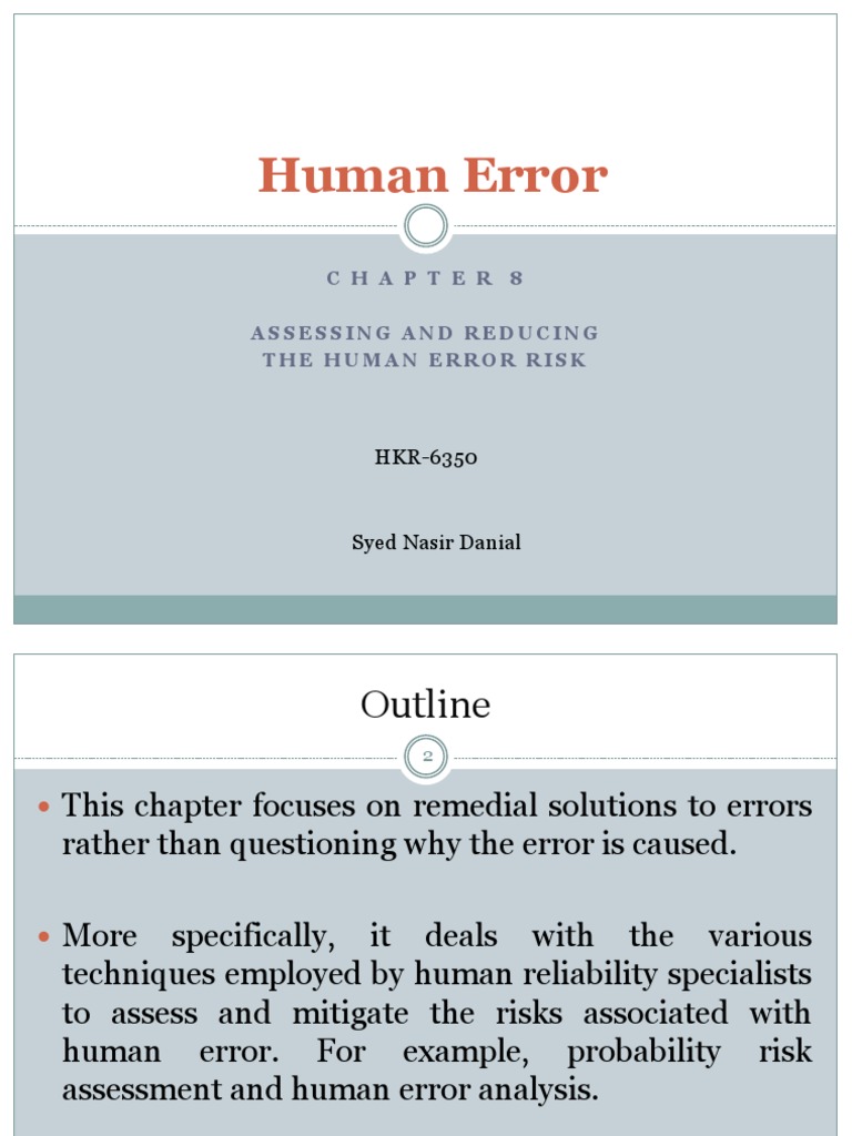 Human Error Chap 8 (James Reason) | PDF | Risk | Reliability Engineering