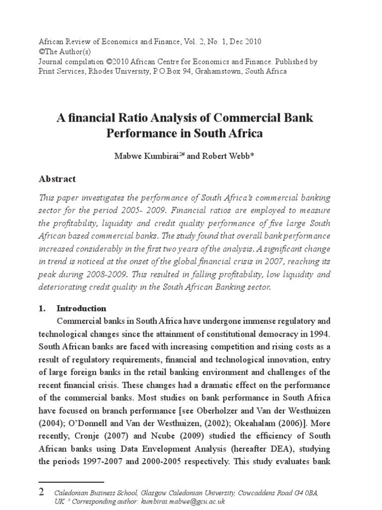 Financial Ratio Analysis of Bank Performance PDF | PDF | Market ...