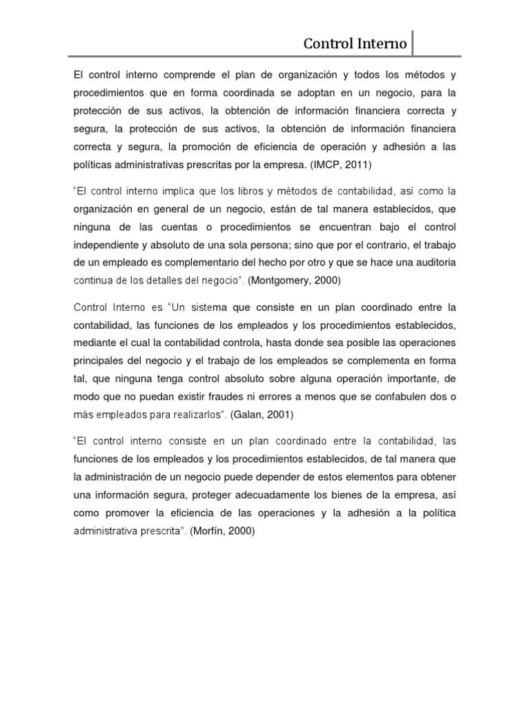 Tema 1 Control Interno | PDF