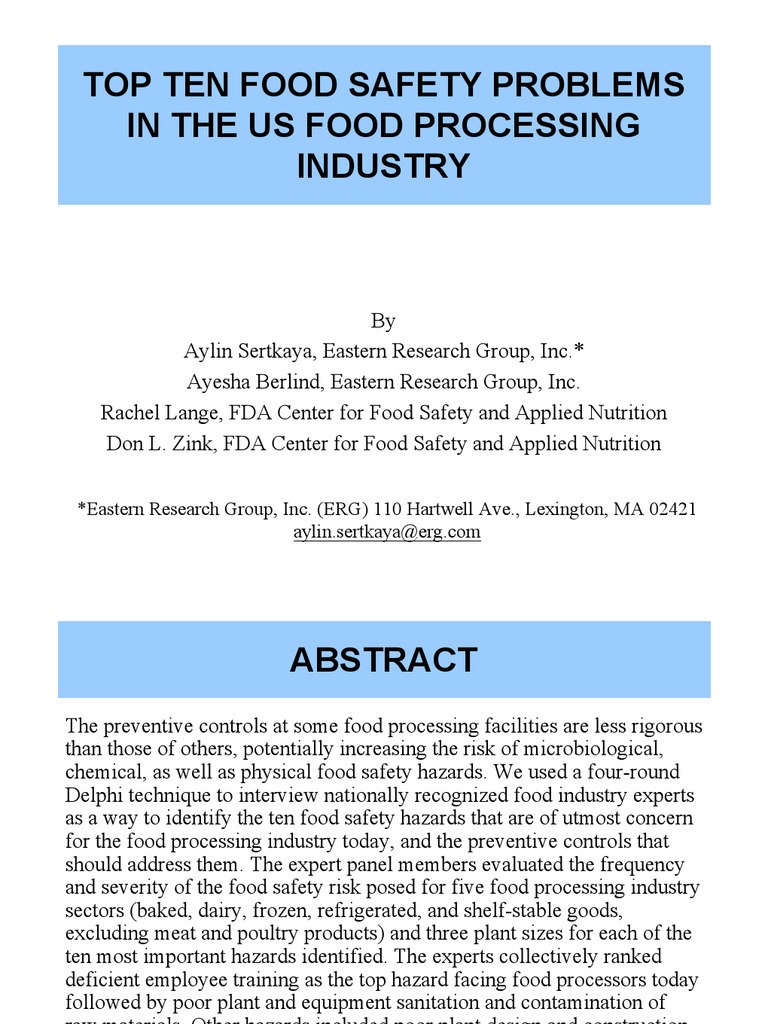 Top 10 Food Safety Problems | PDF | Food Safety | Factor Analysis