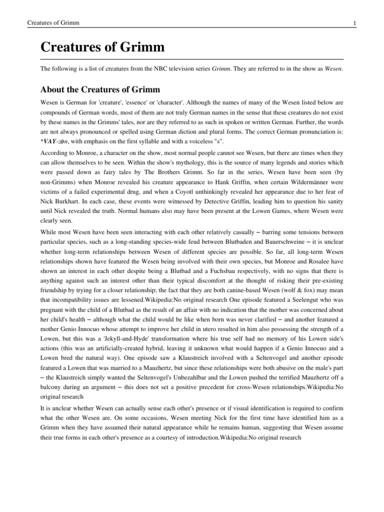 Creatures of Grimm - Wikipedia | PDF | Coyote | Snake
