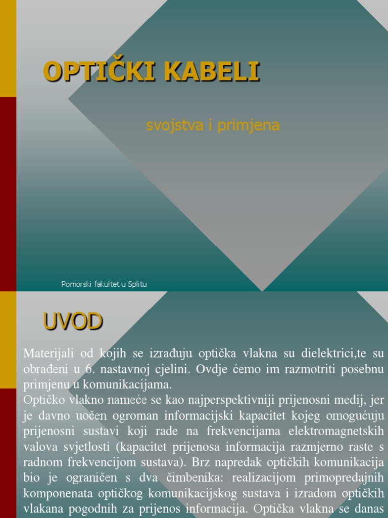 Opticki Kablovi I Osobine | PDF