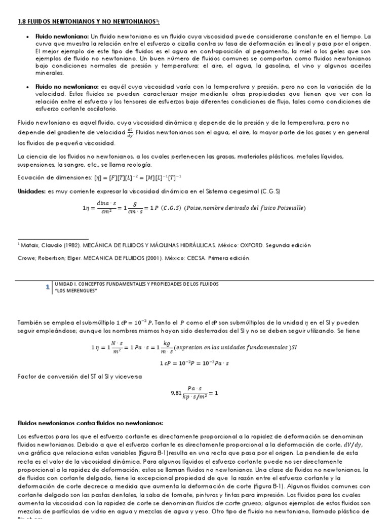 1.8 Fluido Newtoniano y No Newtoniano | PDF | Viscosidad | Fluido