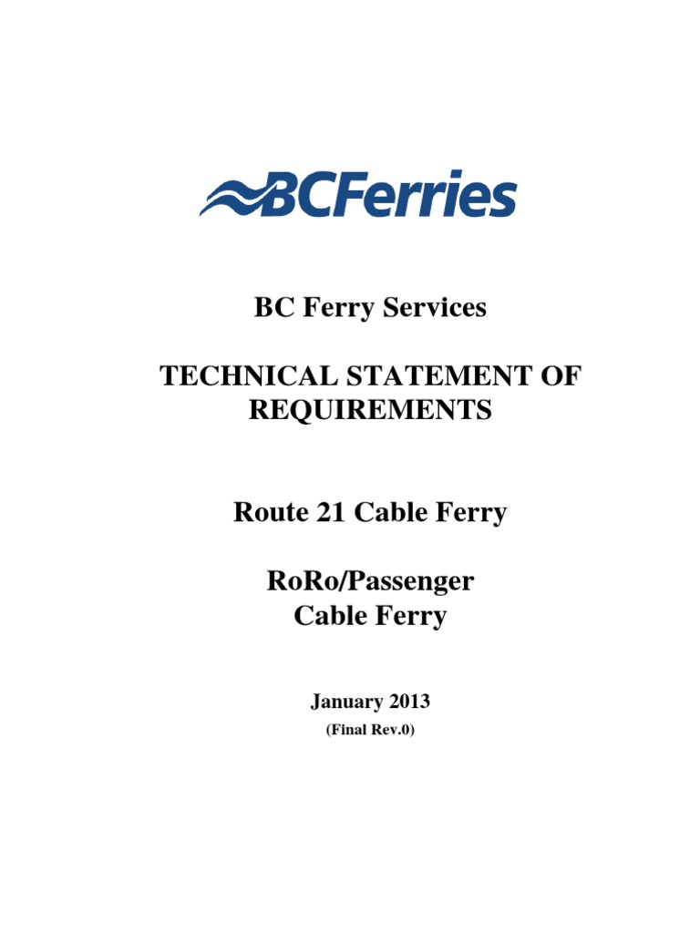 Cable Ferry Statement of Requirements | PDF | Electric Power ...