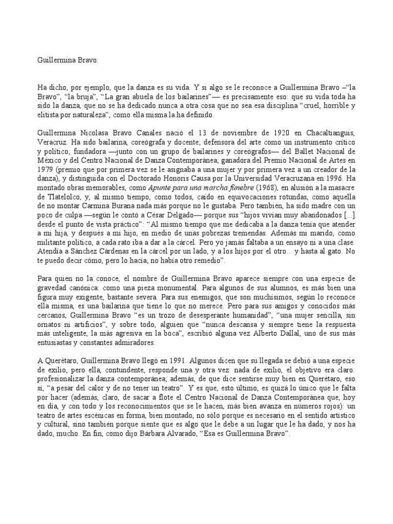 Guillermina Bravo | PDF | Bailes