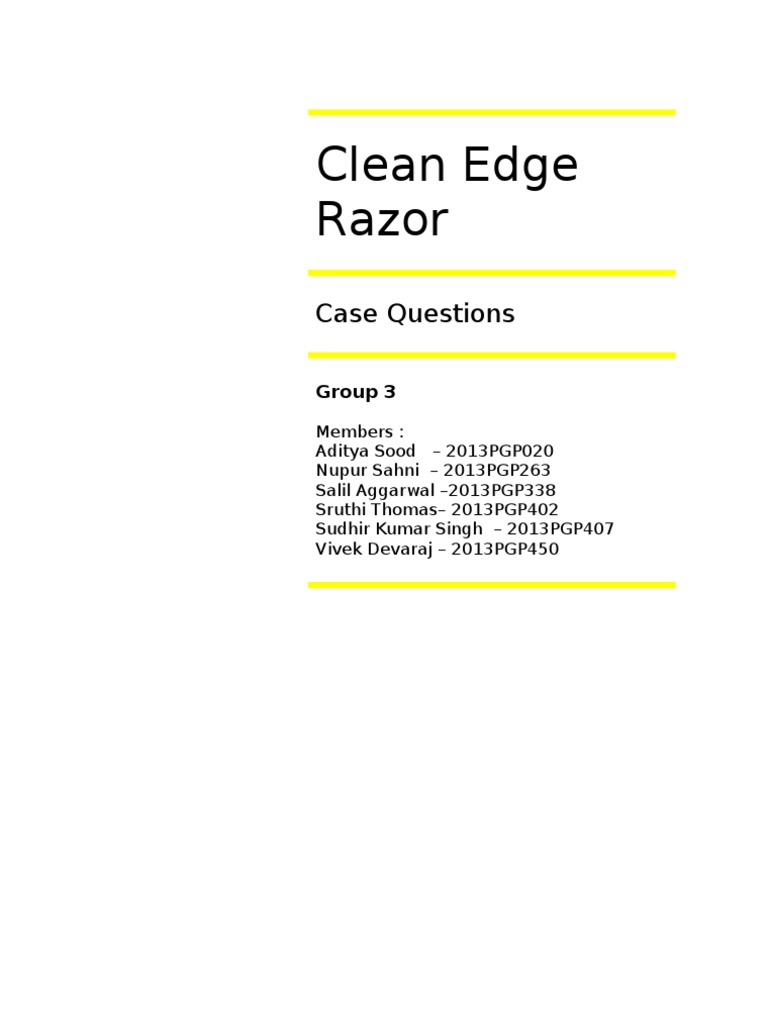 Group - 3 - Clean Edge Razor - Section - E | PDF | Razor | Marketing