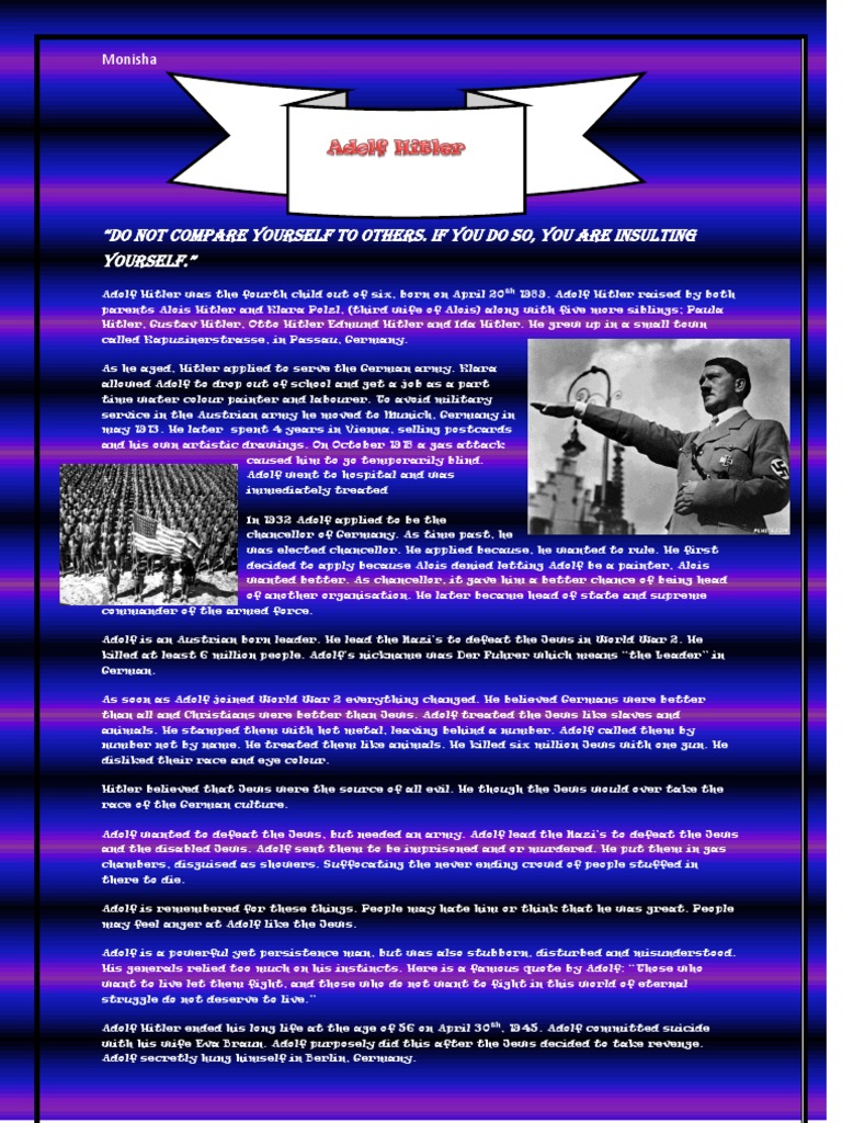 Adolf Hitler Biography | PDF | Hitler Family | Adolf Hitler