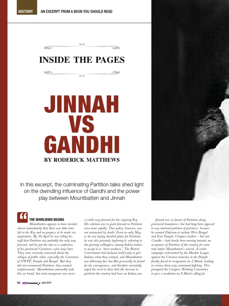 Jinnah Vs Gandhi - Book Excerpt | PDF | Partition Of India | Muhammad ...