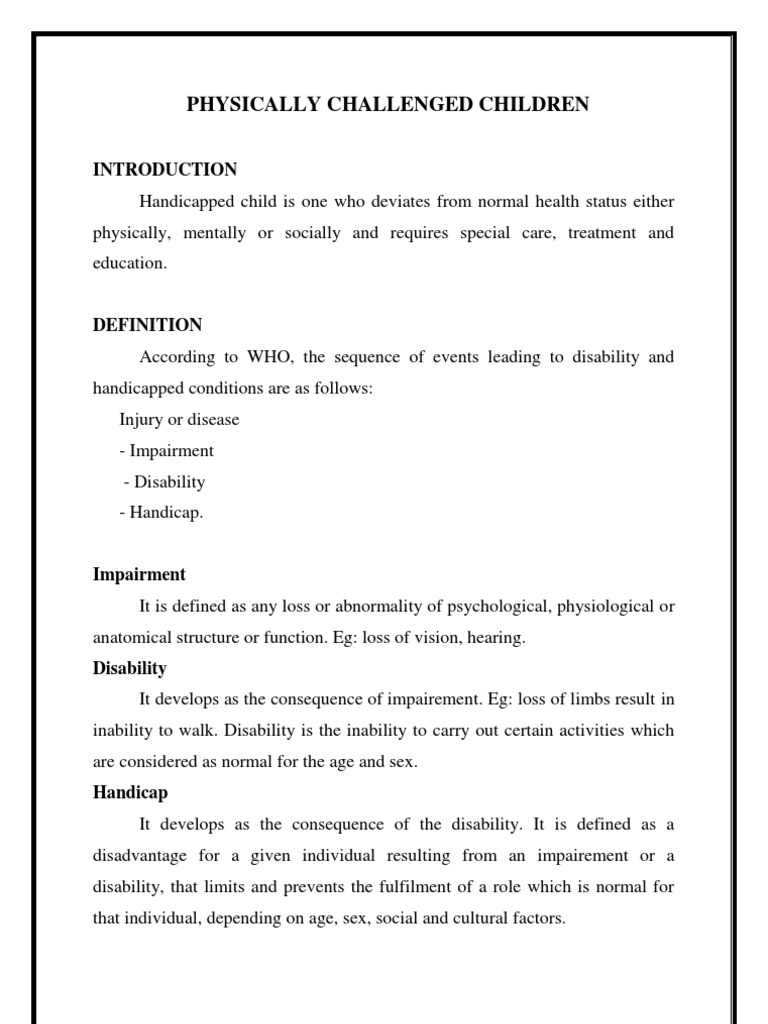 Physically Challenged | PDF | Preventive Healthcare | Disability