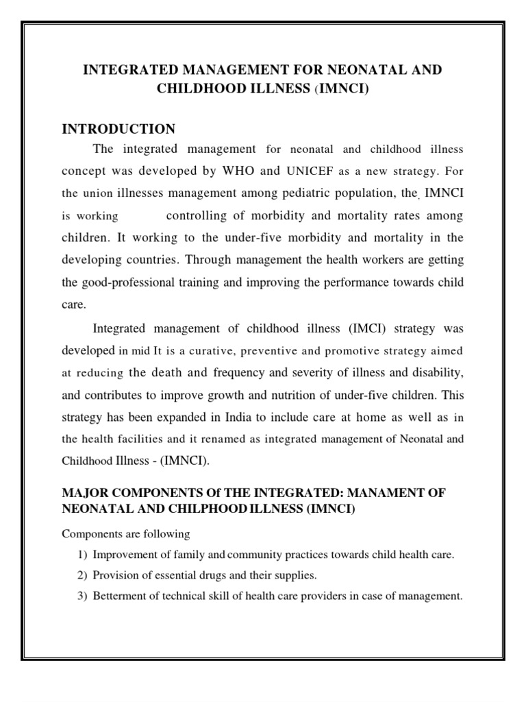 IMNCI | PDF | Pediatrics | Medical Diagnosis