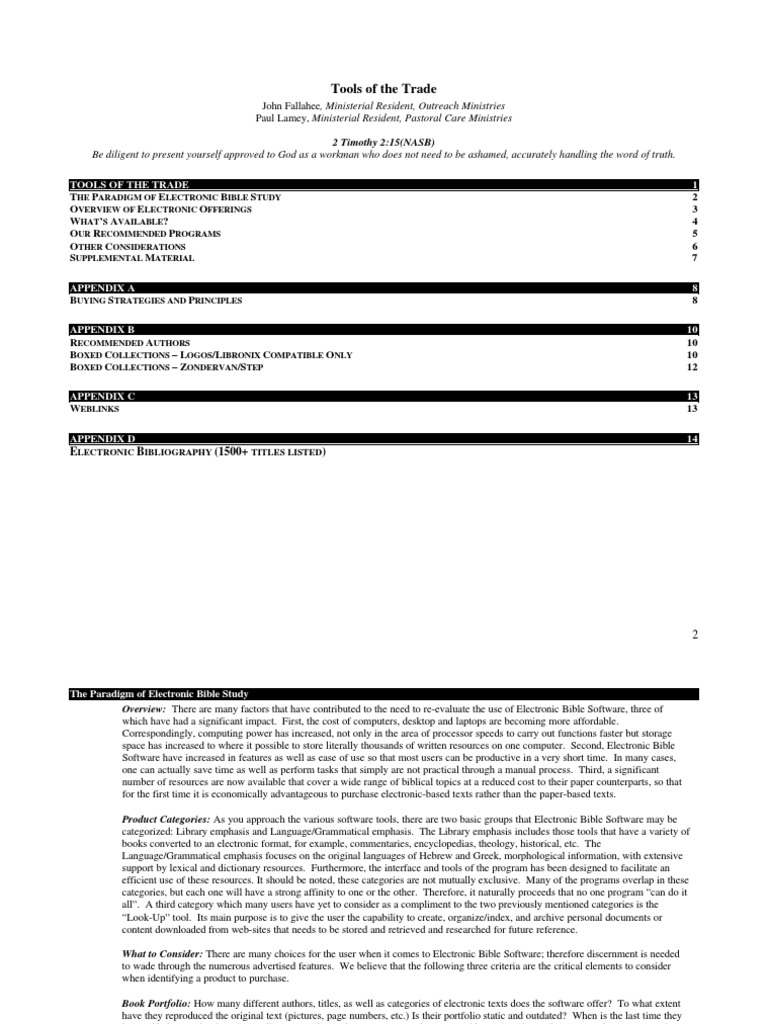 Tools of The Trade | PDF | Bible | New Testament