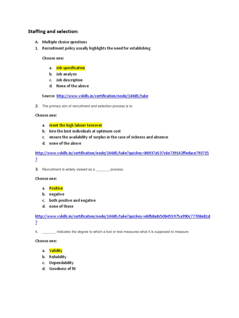 Human Resource Management Mcq's | PDF | Human Resources | Employment