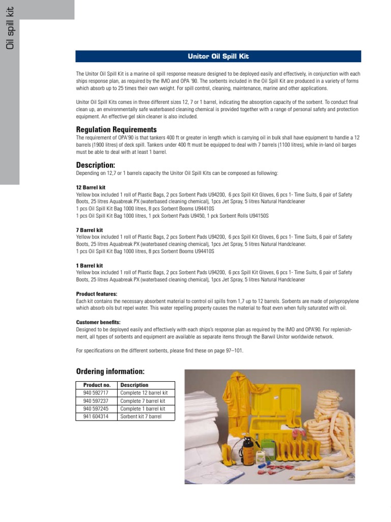 Oil Spill Kit | PDF | Oil Spill | Oil Tanker