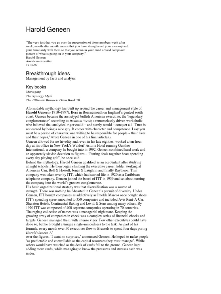 Harold Geneen | PDF | Itt Corporation