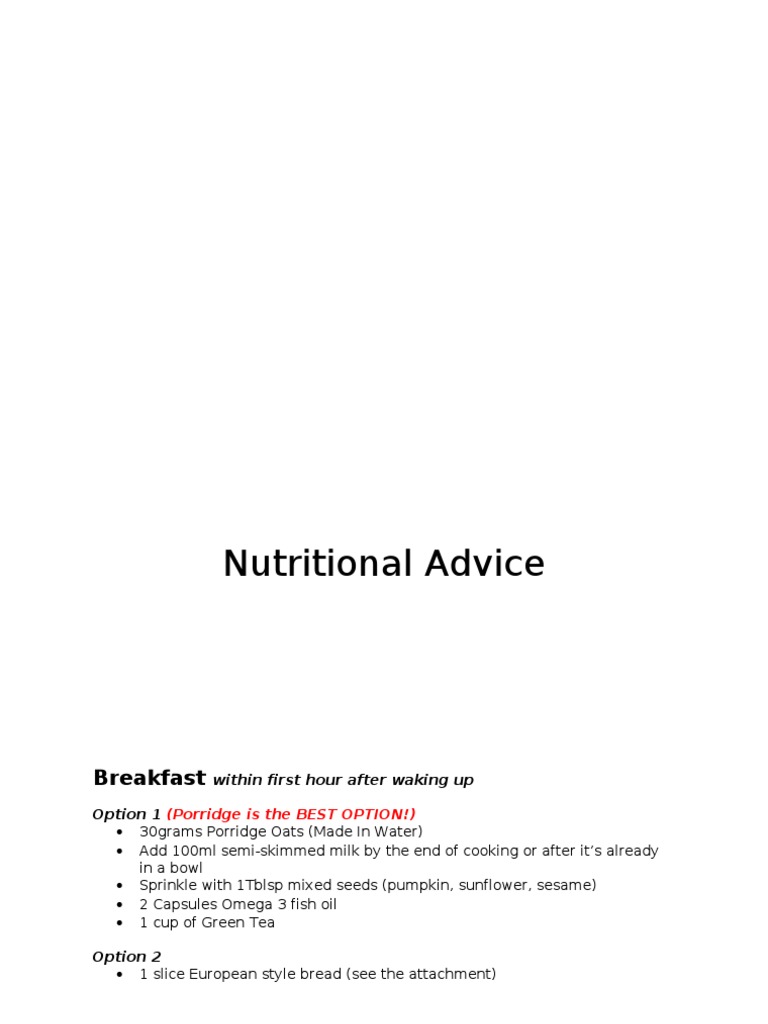 Nutrition Plan | PDF | Salad | Food And Drink