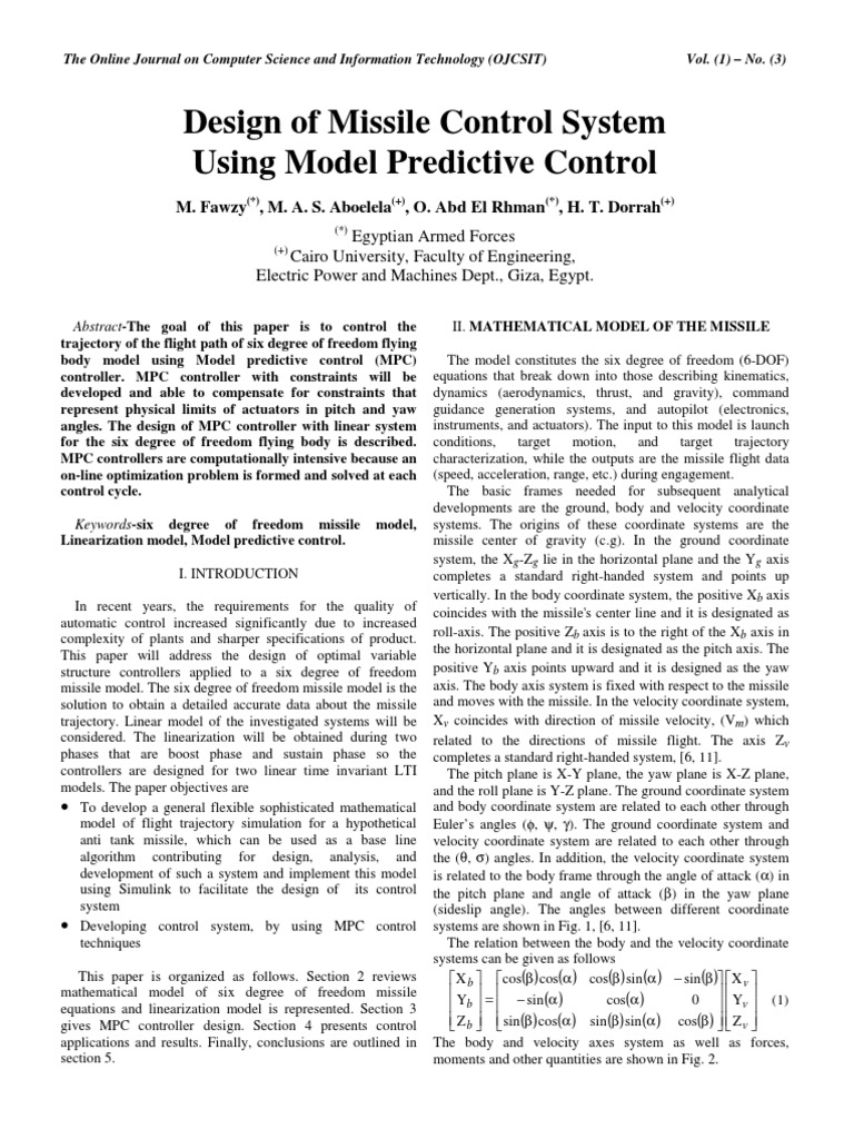Design of Missile Control Systemusing MPC | PDF | Flight Dynamics ...