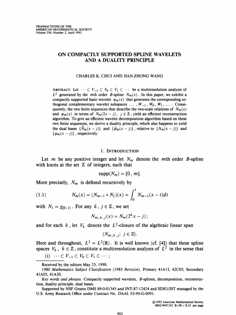 On Compactly Supported Spline Wavelets And A Duality Principle Pdf