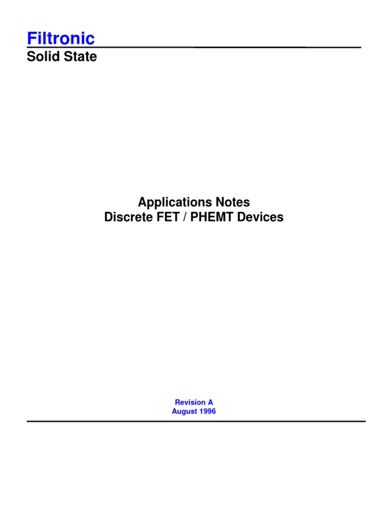 Discrete FET - PHEMT Devices | PDF | Field Effect Transistor ...