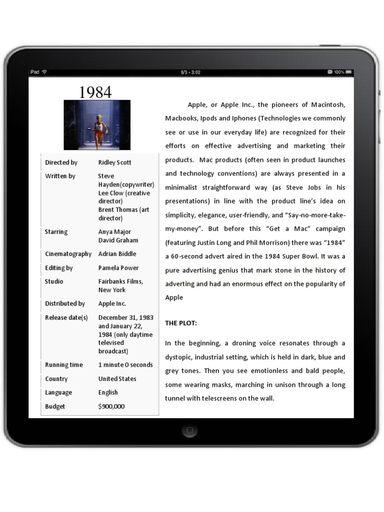 1984 APPLE Commercial | PDF | Apple Inc. | Advertising