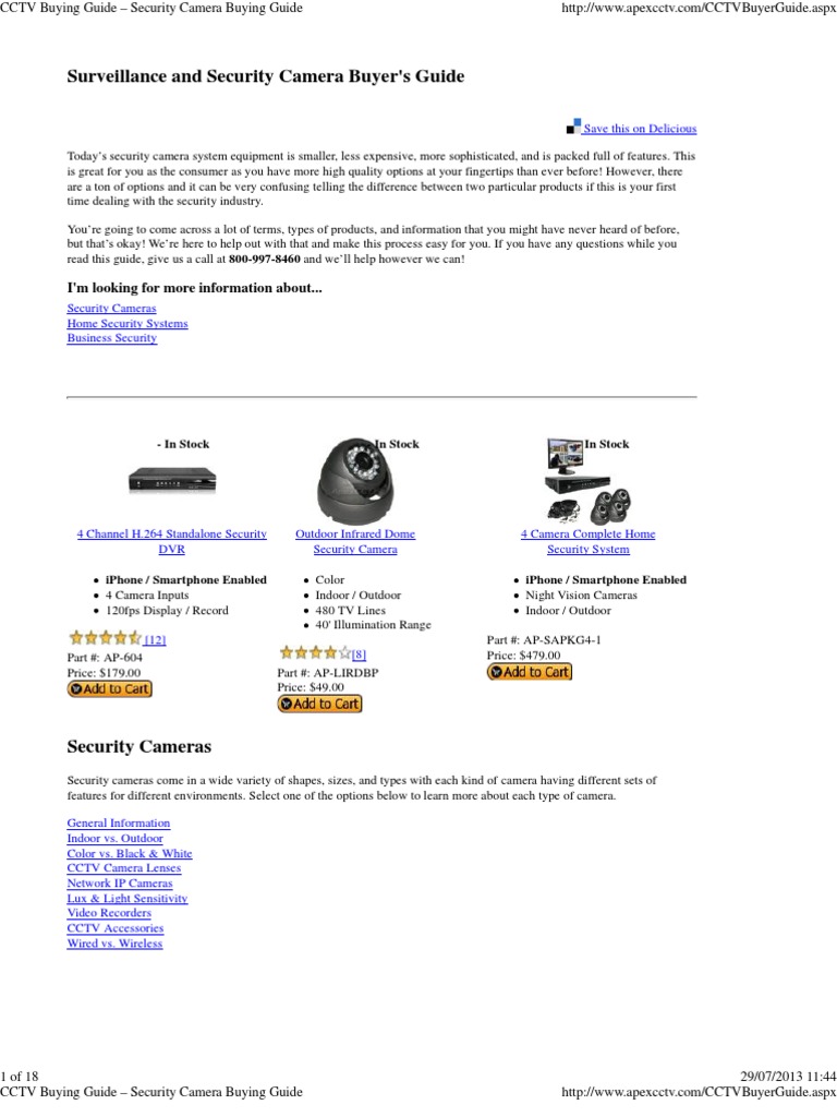 Security Camera Buying Guide | PDF | Closed Circuit Television | Lens ...