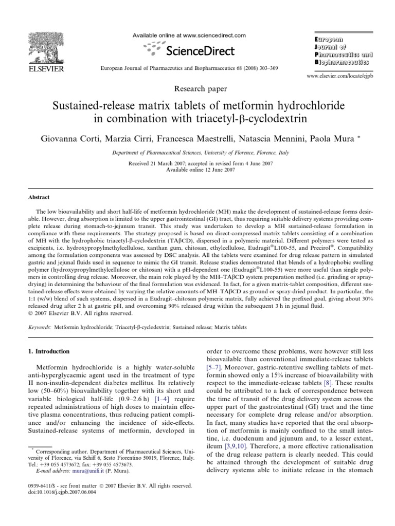 Sustained-Release Matrix Tablets of Metformin Hydrochloride in ...