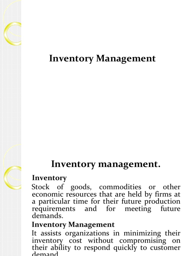 Inventory Management | PDF | Inventory | Supply Chain