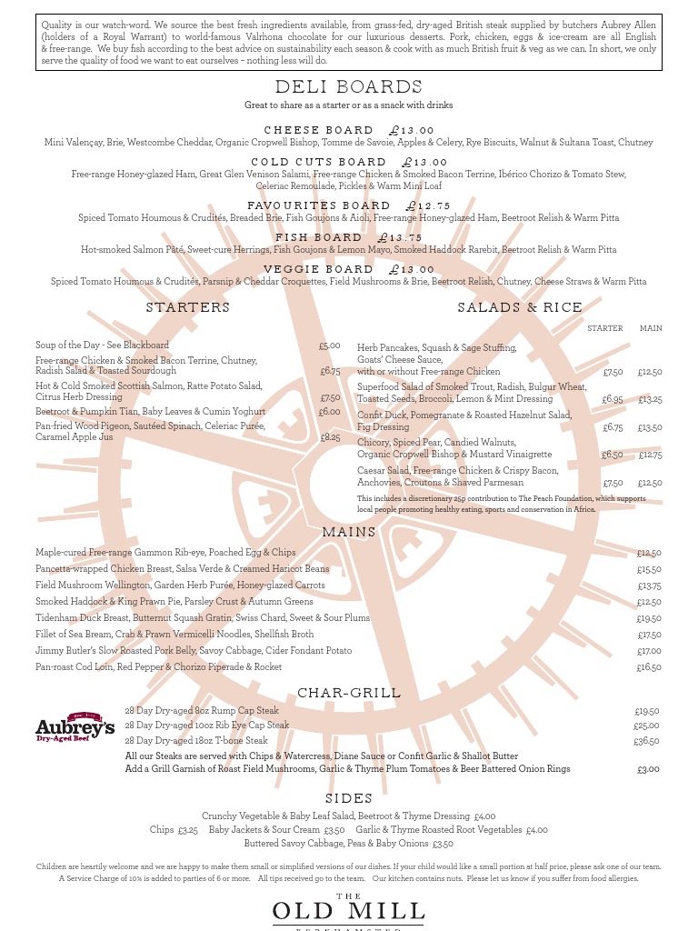 Old Mill Autumn 13 Menus | PDF | Salad | Potato Chip