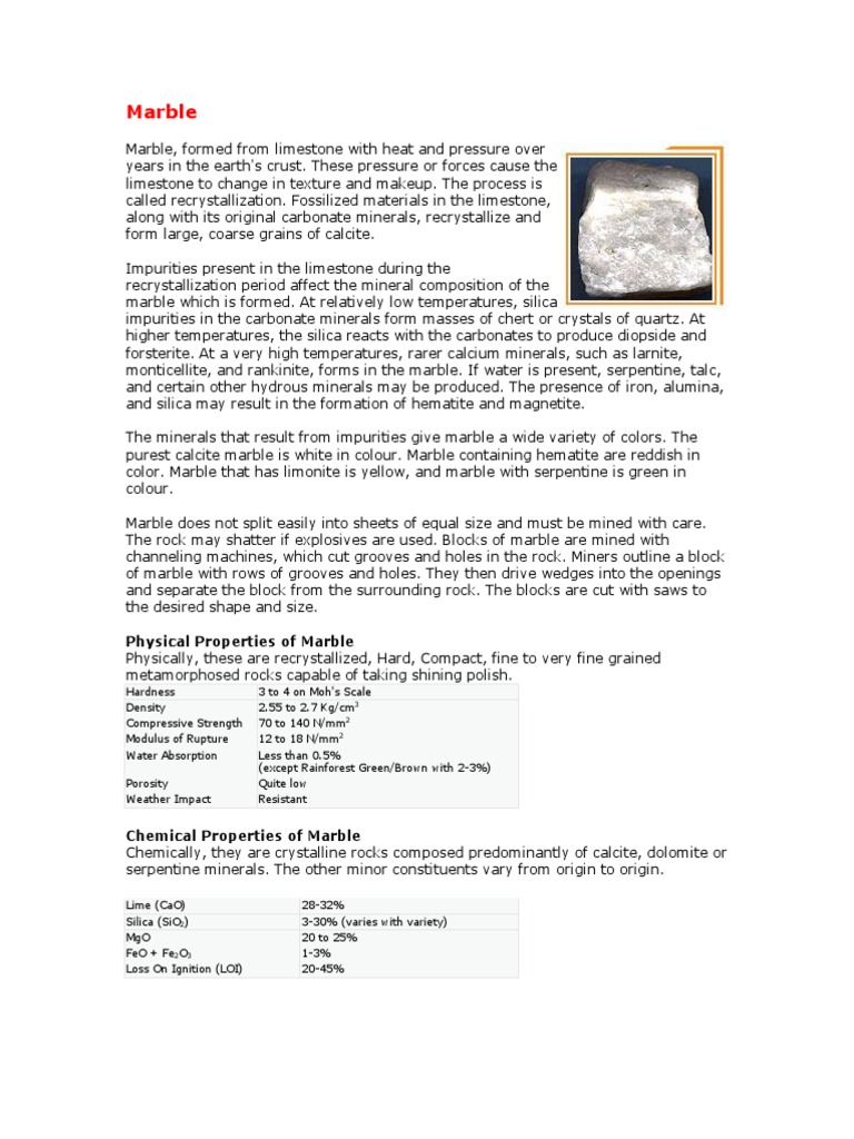 Differences Between Limestone and Marble | PDF