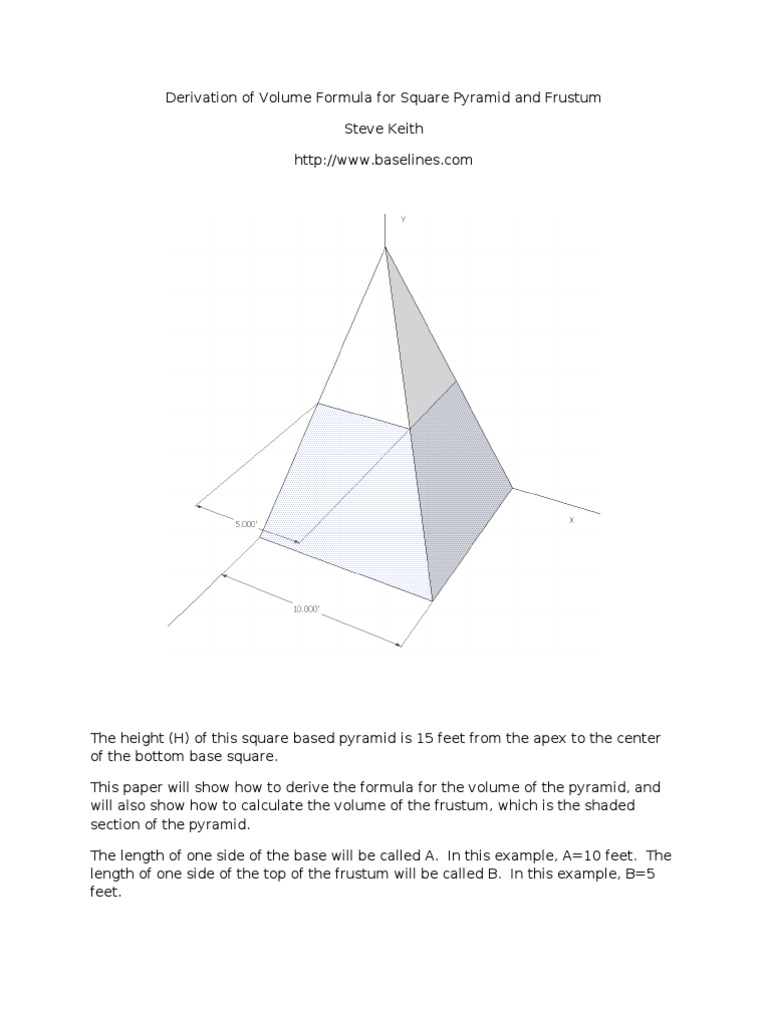 Derive Frustum Volume of a Square Pyramid | Volume | Integral