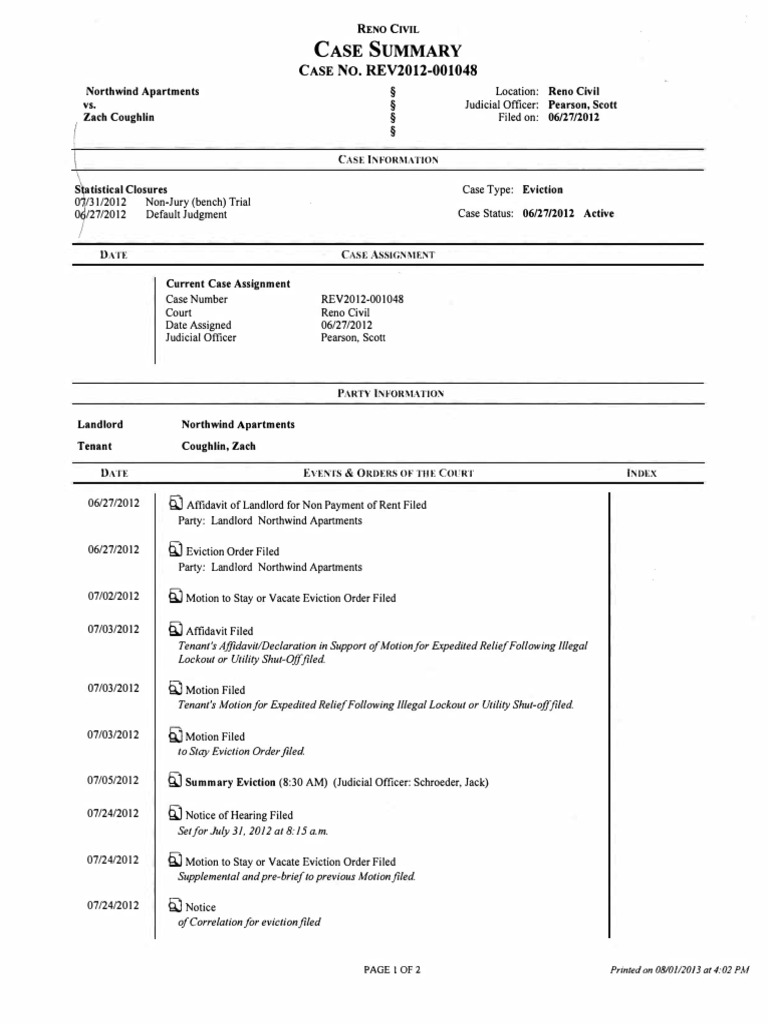 Case Summary | PDF | Motion In United States Law | Eviction