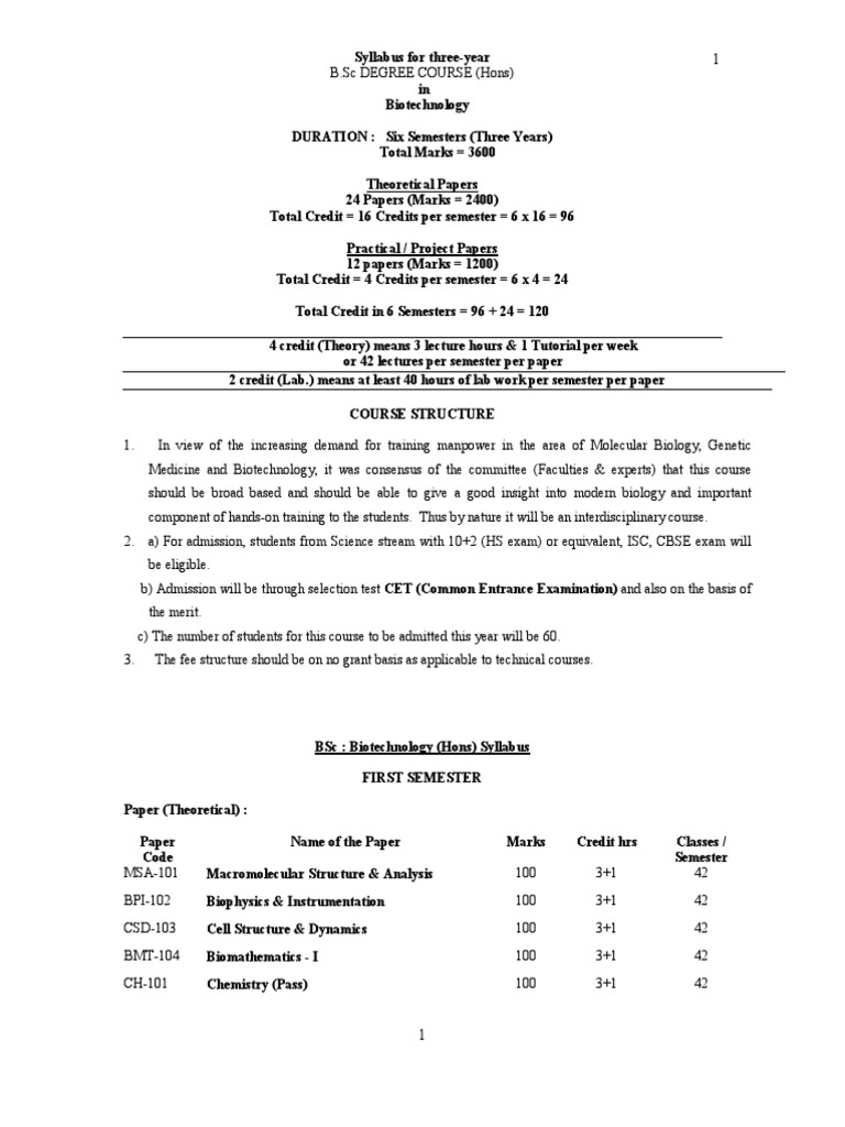 B.Sc Biotechnology Course Syllabus | PDF | Bacteriophage | Gene
