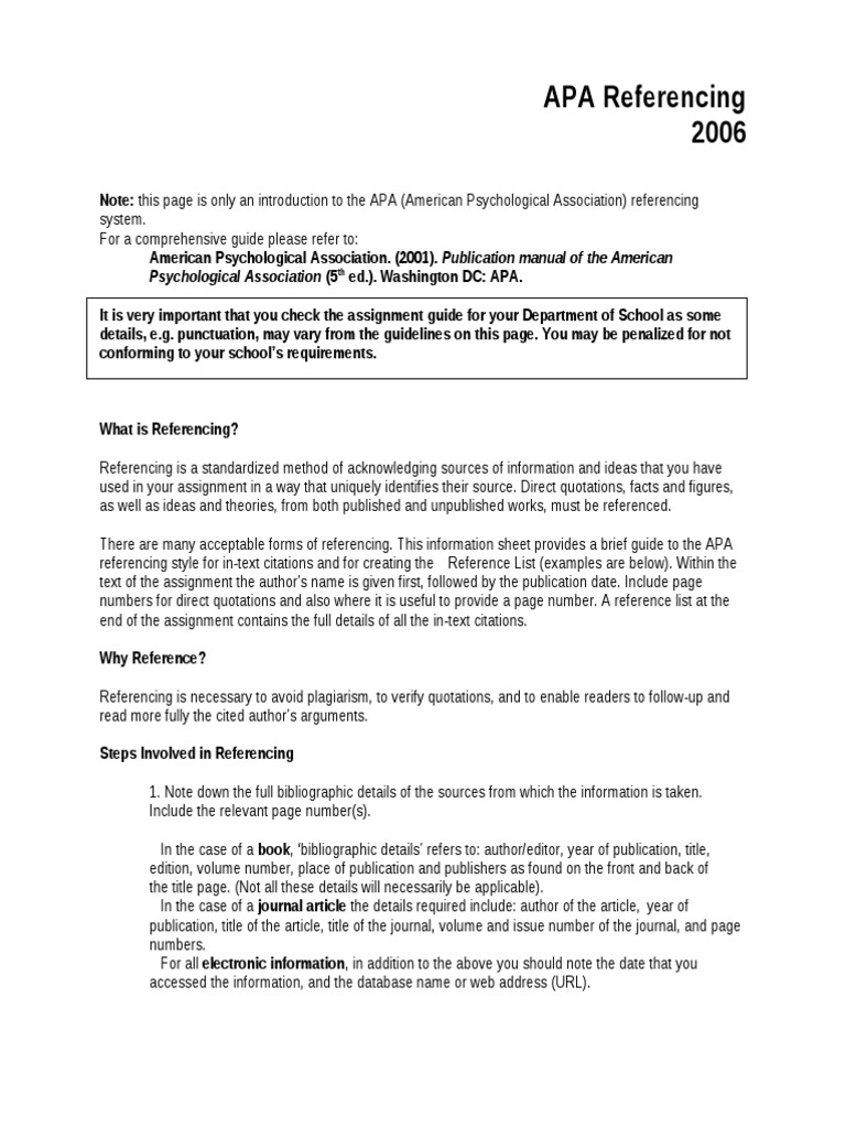 APA Referencing p.1&2 | PDF | Citation | Information Science