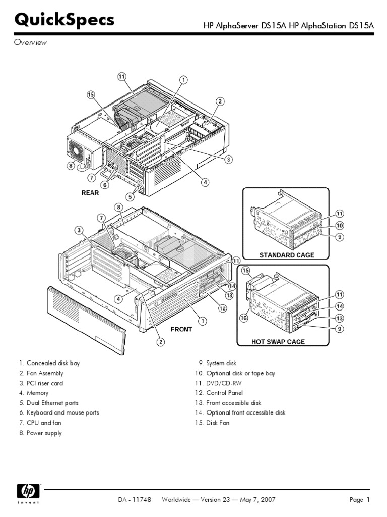 HP Alphaserver Ds15a Alphastation Ds15a | PDF | Hard Disk Drive ...