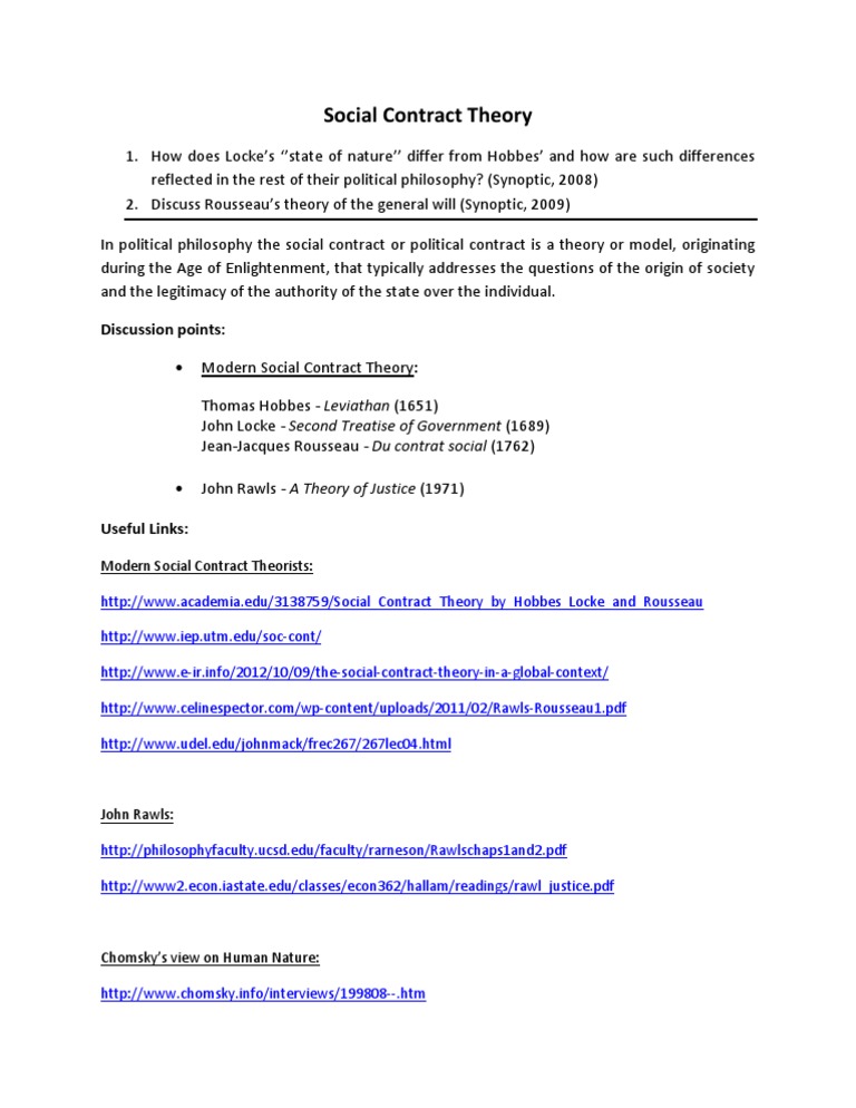 Social Contract Theory | PDF