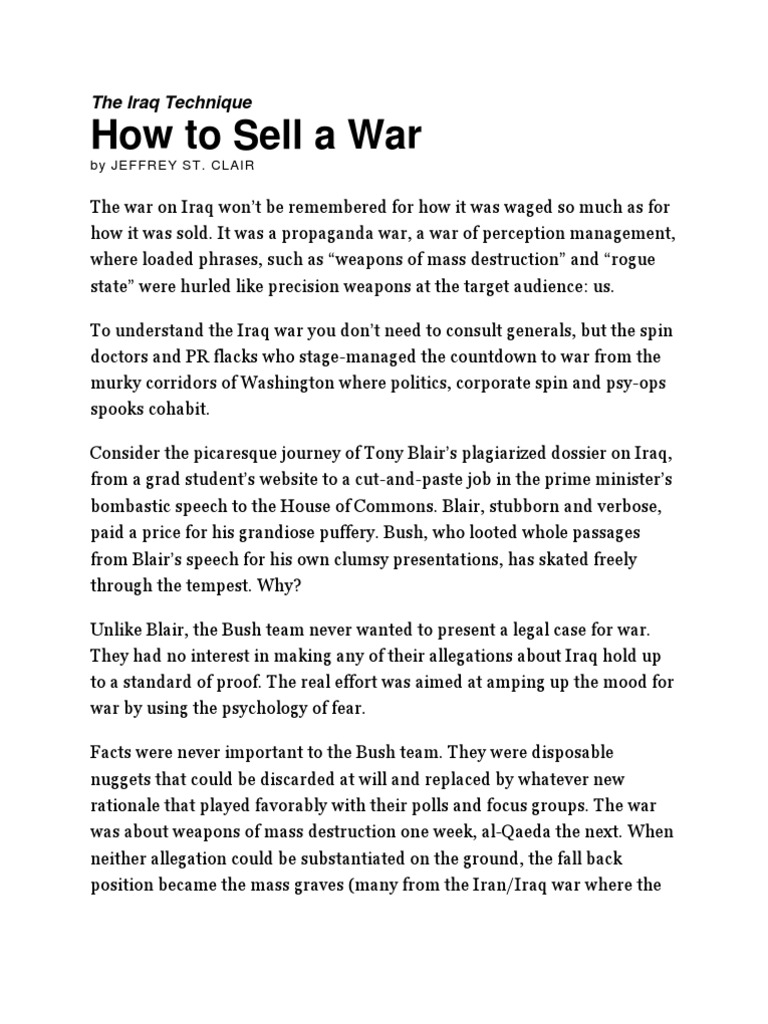 How To Sell A War | PDF | Saddam Hussein | Donald Rumsfeld