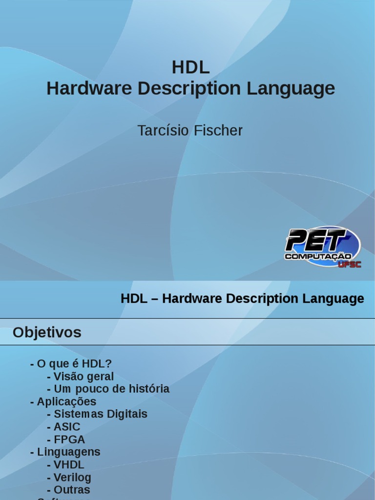 HDL Hardware Description Language: Tarcísio Fischer | PDF | Linguagem ...