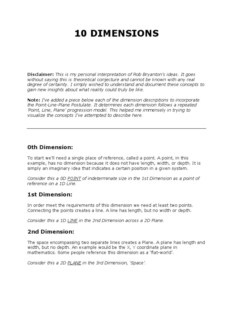 10 Dimensions: 0th Dimension | PDF | Multiverse | Dimension