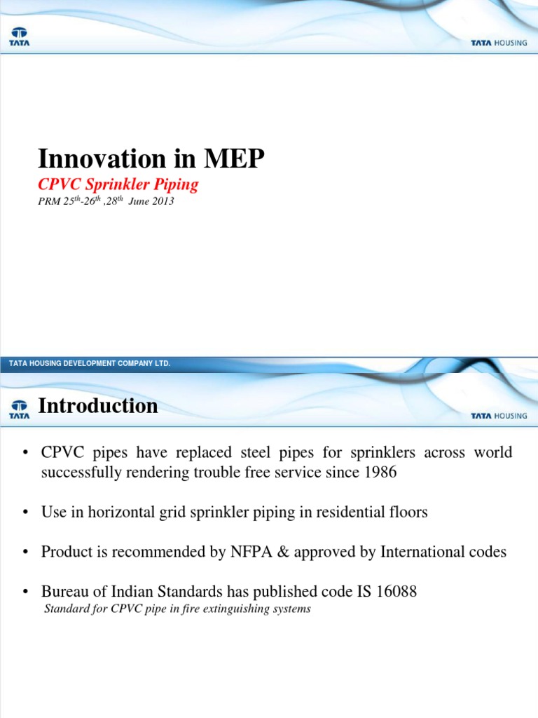 Innovation in MEP: CPVC Sprinkler Piping | PDF | Fire Sprinkler System ...
