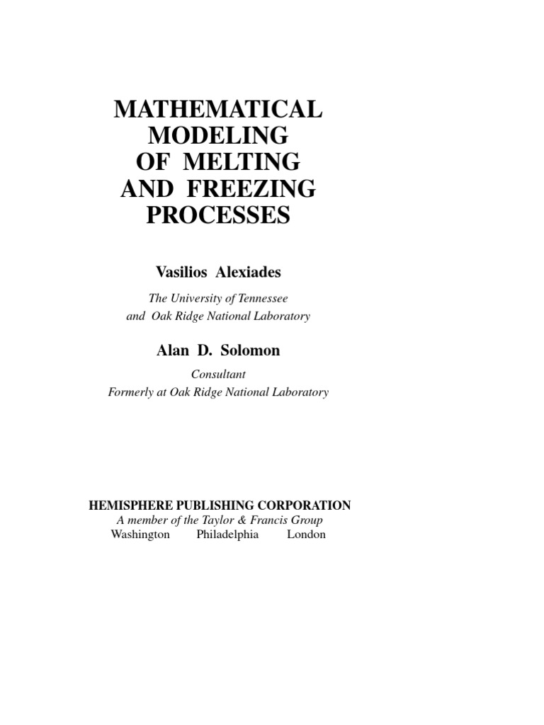Mathematical Modeling of Melting and Freezing Processes PDF | PDF ...