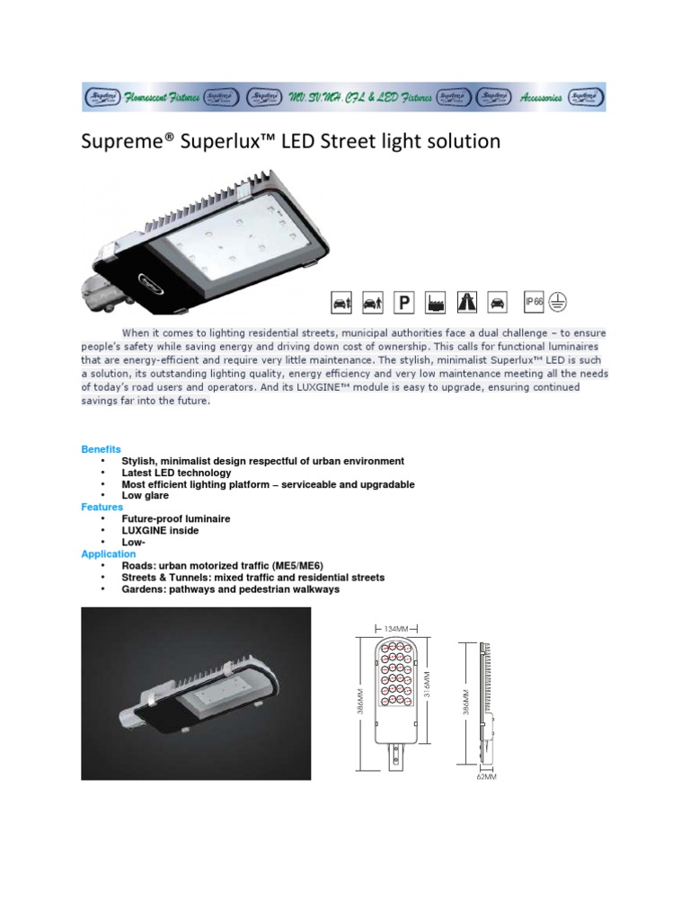 Supreme Superlux Led Street Lights | PDF | Light Emitting Diode ...