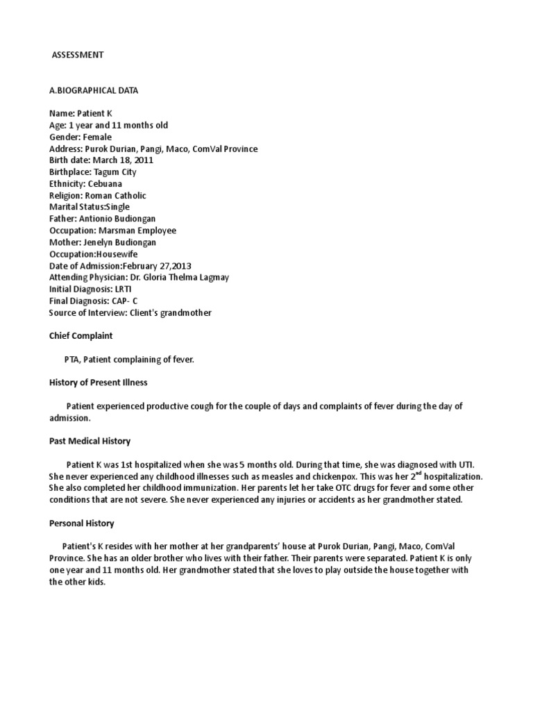 Biographical Data | Patient | Medicine