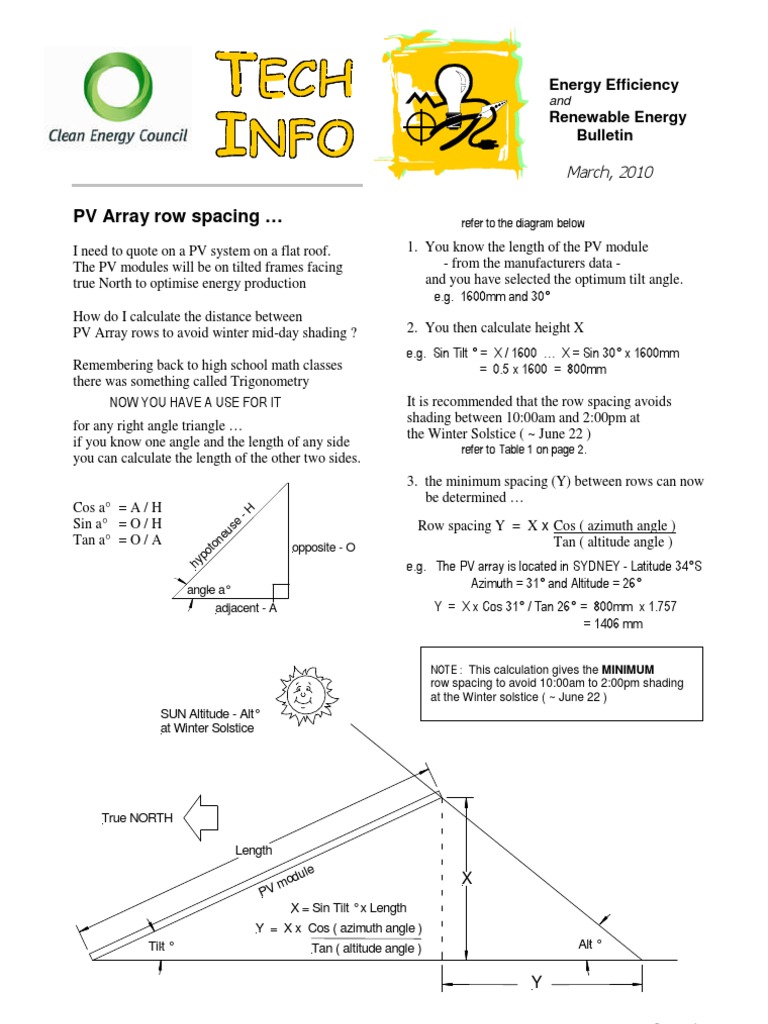 PV Row Spacing | PDF | Sine | Elementary Geometry