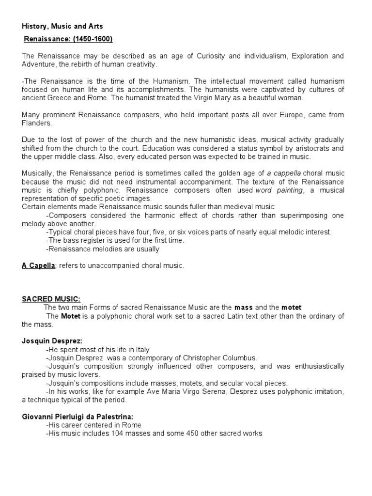 History of Renaissance Music | PDF